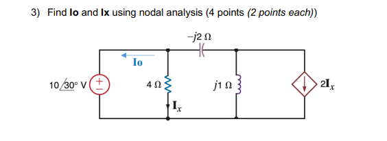 Solved 3) Find Io and Ix using nodal analysis (4 points (2 | Chegg.com