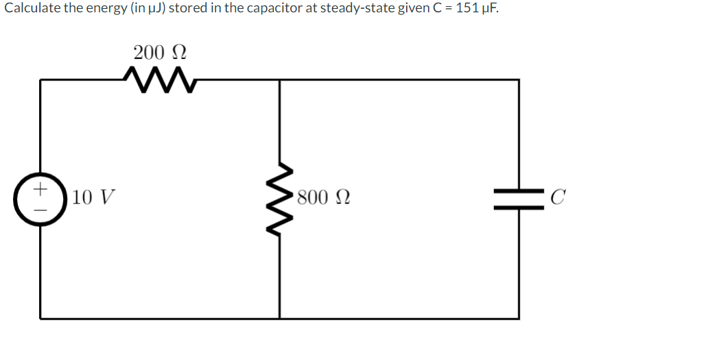 Solved Calculate the energy (in µJ) stored in the capacitor | Chegg.com