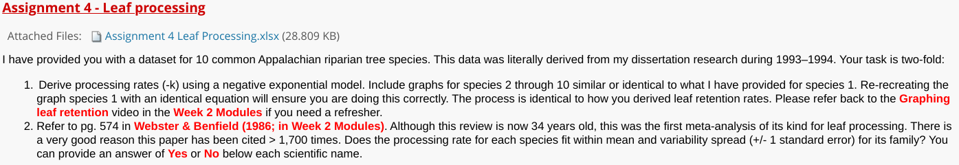 Solved Attached Files: Assignment 4 Leaf Processing.xlsx | Chegg.com