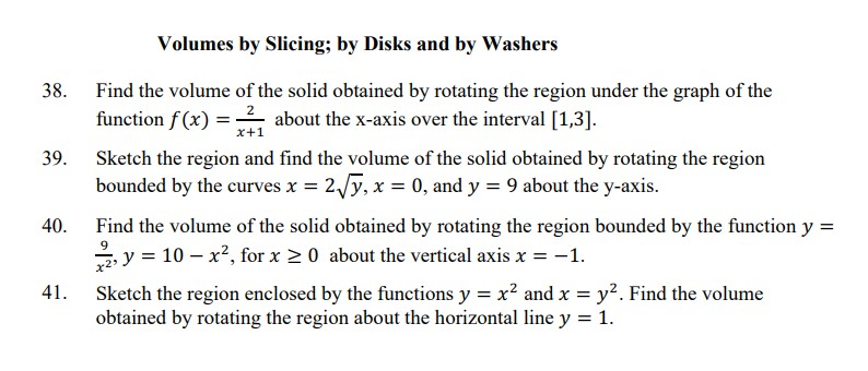 Solved Volumes by Slicing; by Disks and by Washers 38. X+1 | Chegg.com