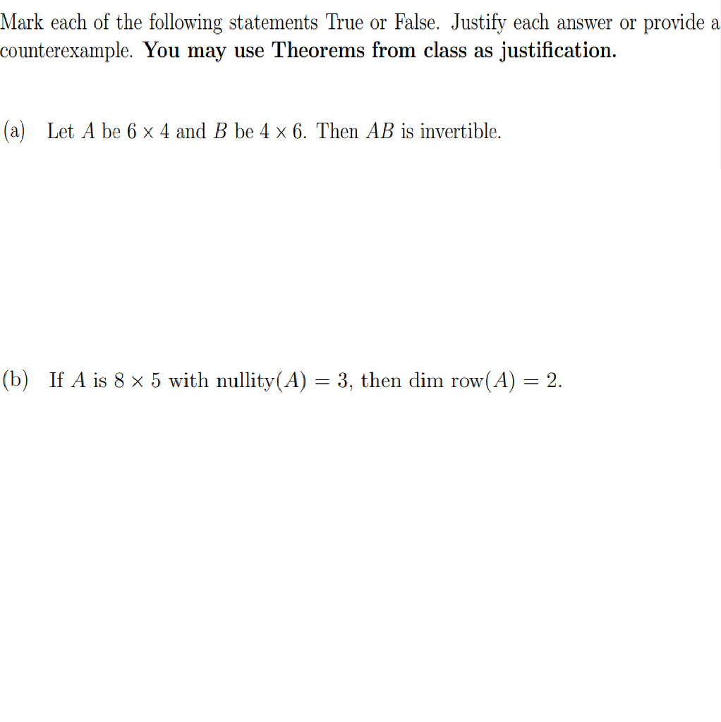 Solved Mark each of the following statements True or False. | Chegg.com