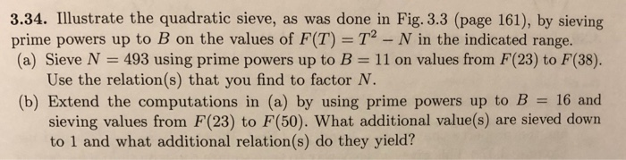 3.34. Illustrate the quadratic sieve, as was done in | Chegg.com