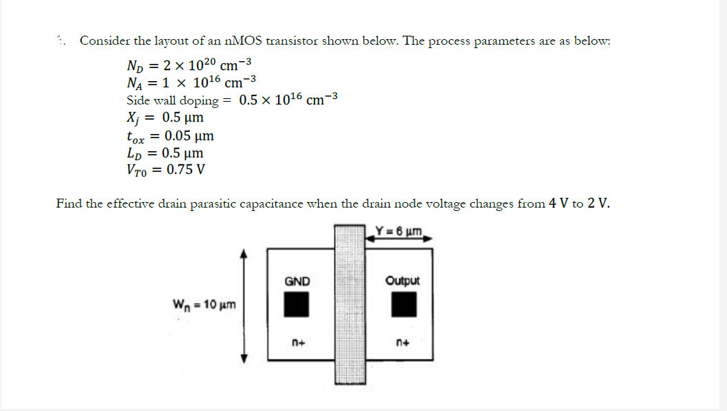 Solved Consider the layout of an nMOS transistor shown | Chegg.com
