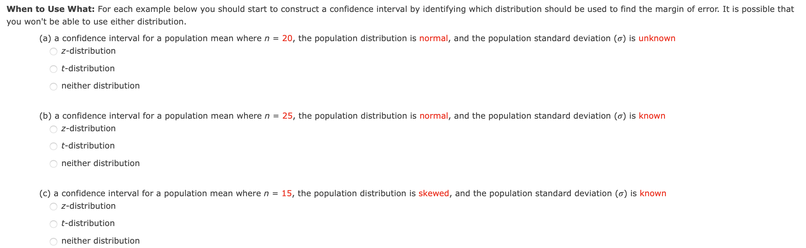 Solved When to Use What: For each example below you should | Chegg.com
