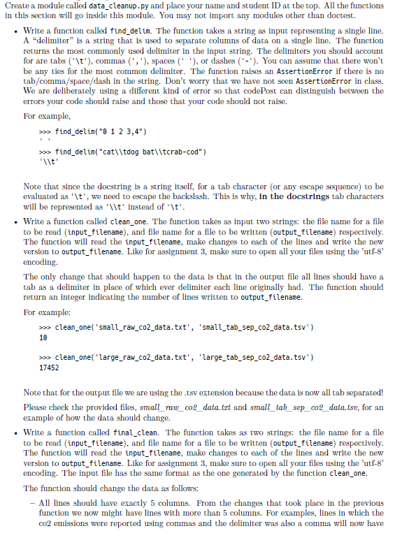 Solved Create a module called data_cleanup.py and place your | Chegg.com