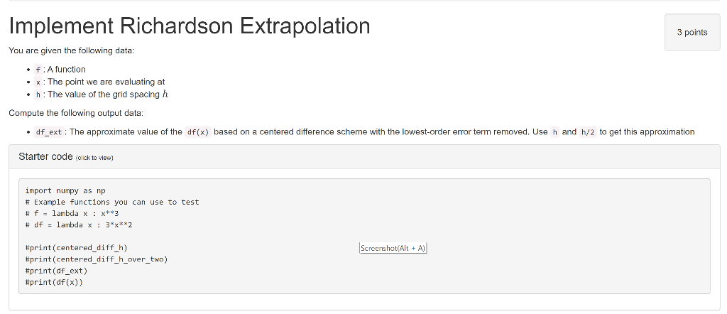Implement Richardson Extrapolation 3 points You are | Chegg.com