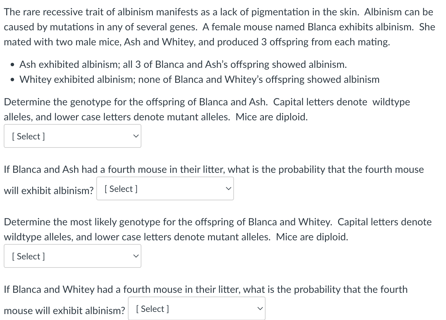 Solved The rare recessive trait of albinism manifests as a | Chegg.com