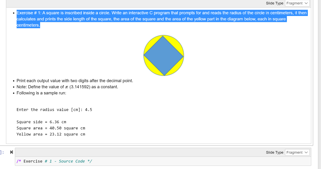 Solved Slide Type Fragment • Exercise # 1: A square is | Chegg.com