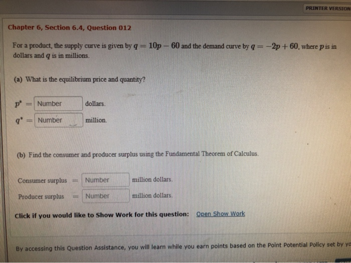 Solved PRINTER VERSION Chapter 6, Section 6.4, Question 012 | Chegg.com