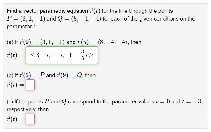 Solved Find a vector parametric equation r(t) for the line | Chegg.com