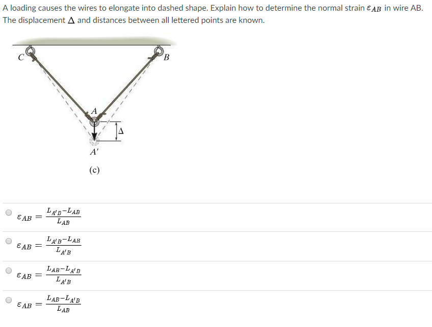 Solved A loading causes the wires to elongate into dashed | Chegg.com