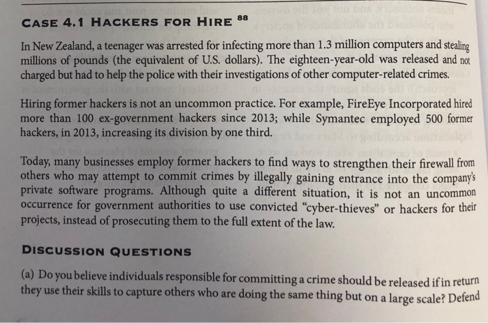 Solved CASE 4.1 HACKERS FOR HIRE 8 In New Zealand, a | Chegg.com