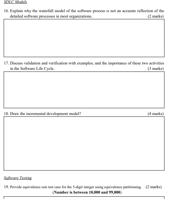 Solved 16. Explain why the waterfall model of the software | Chegg.com