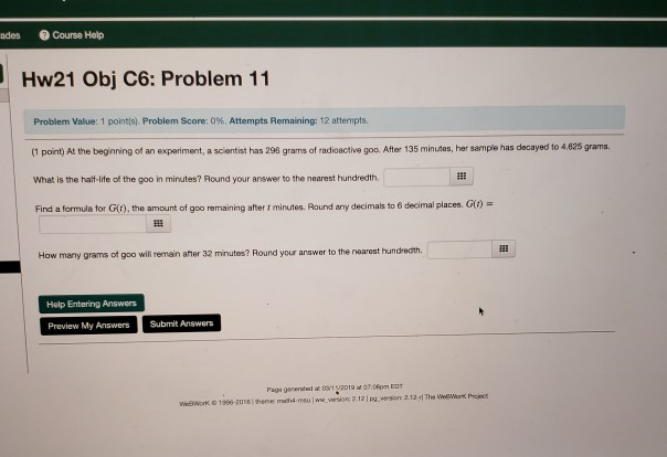 Solved ades Course Help Hw21 Obj C6: Problem 11 Problem | Chegg.com