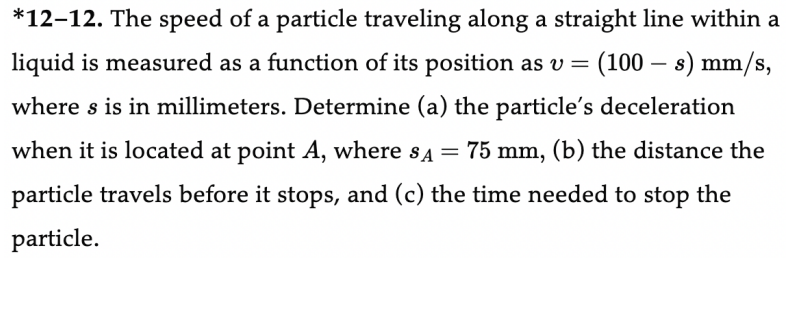 Solved *12-12. ﻿The speed of a particle traveling along a | Chegg.com