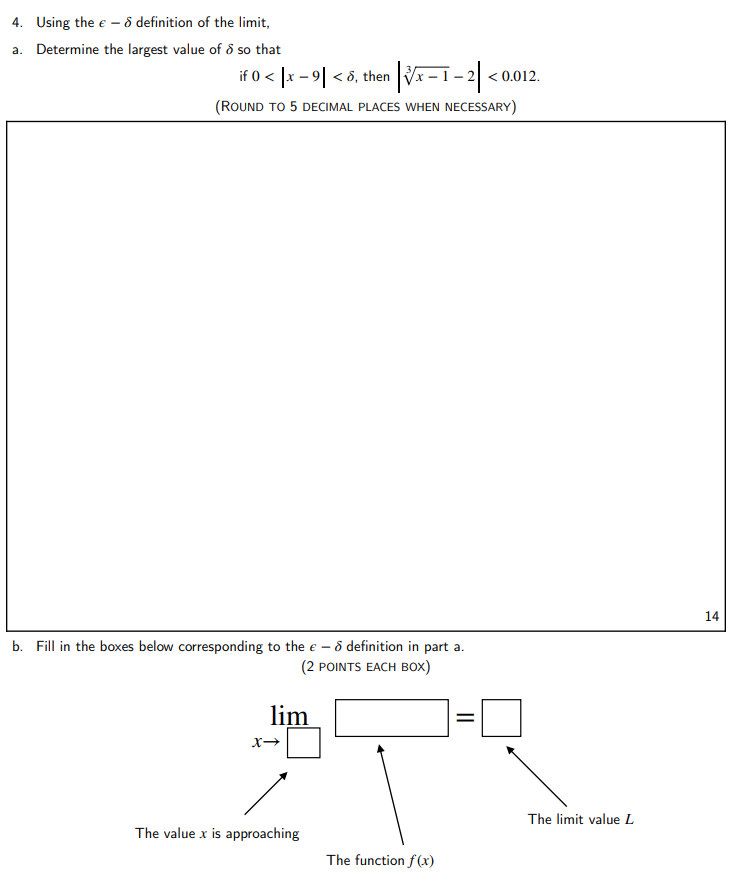 Solved 4. Using the e - definition of the limit, a. | Chegg.com