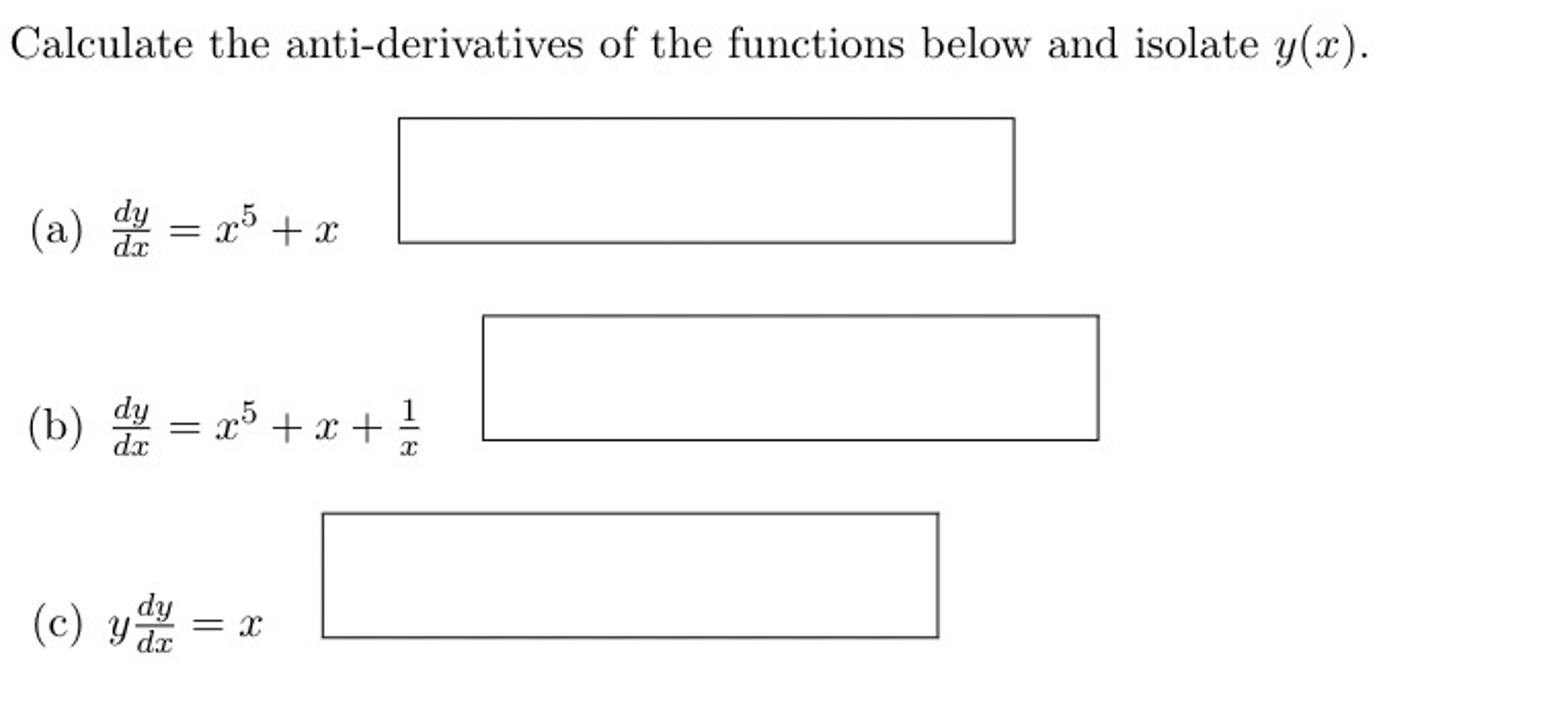 Solved Calculate the anti-derivatives of the functions below | Chegg.com