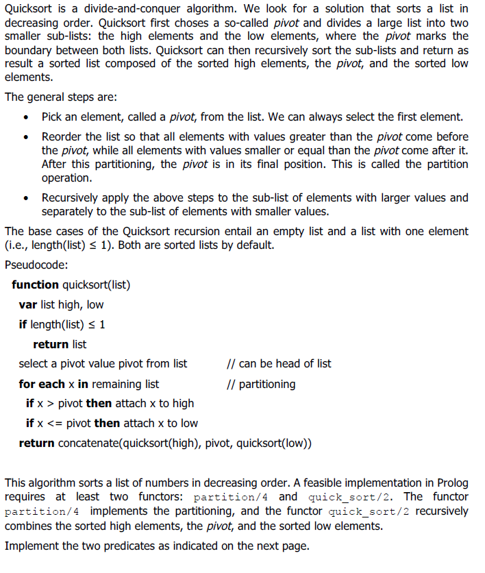 Solved Quicksort is a divide-and-conquer algorithm. We look | Chegg.com