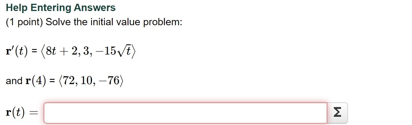 Solved Help Entering Answers(1 ﻿point) ﻿Solve the initial | Chegg.com