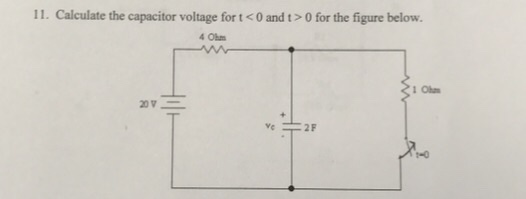 Solved Calculate the capacitor voltage for t 0 | Chegg.com