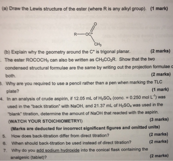 Solved a) Draw the Lewis structure of the ester (where R is | Chegg.com