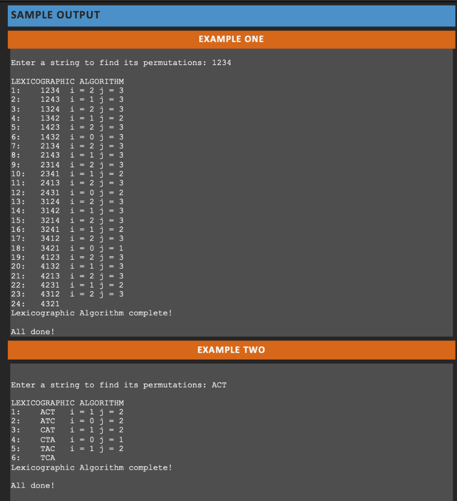 Solved A C++ program implementing the Lexicographic | Chegg.com