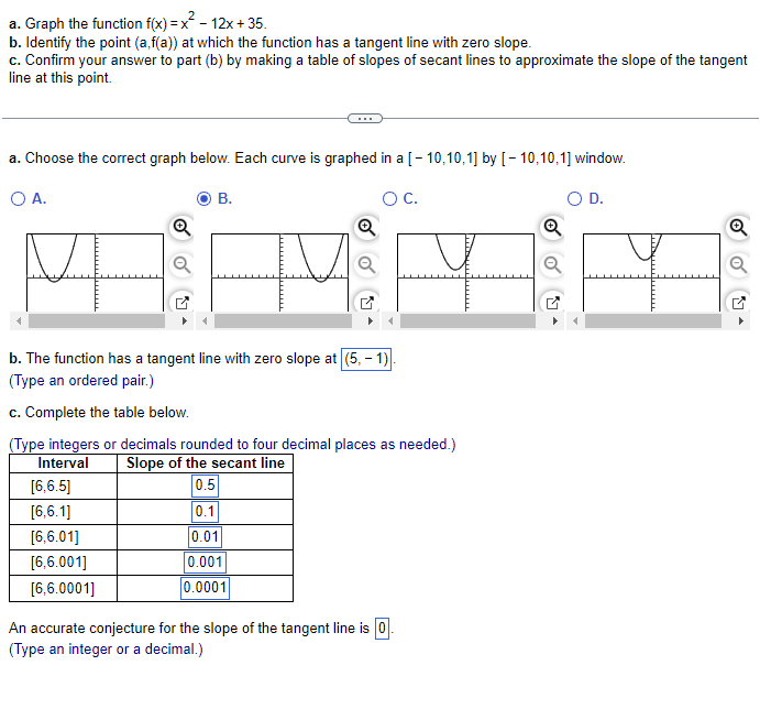 Solved a. Graph the function f(x)=x2−12x+35 b. Identify the | Chegg.com