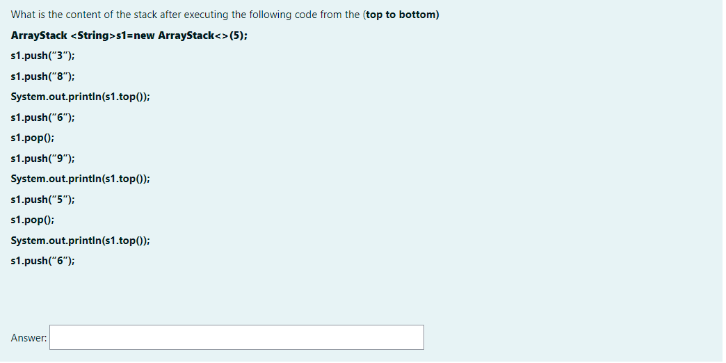Solved What is the content of the stack after executing the | Chegg.com