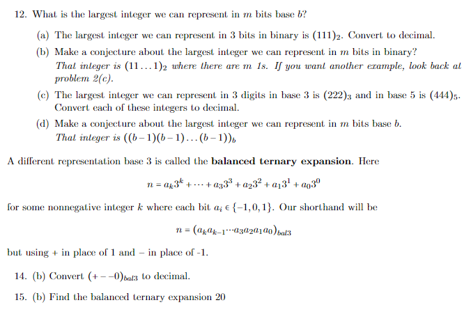 Solved 1.6 Number representation systems - problems to start | Chegg.com
