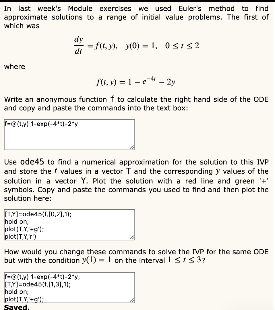 Matlab Help Please! I just need the answer for ex3, | Chegg.com