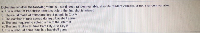 Solved Determine Whether The Following Value Is A Continuous 3111