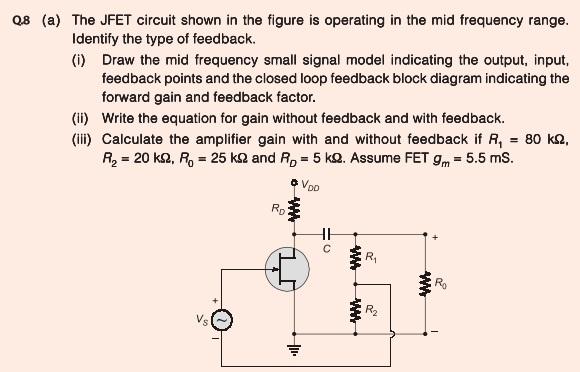Solved (a) The JFET circuit shown in the figure is operating | Chegg.com