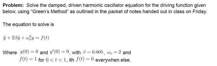 Problem: Solve the damped, driven harmonic oscillator | Chegg.com