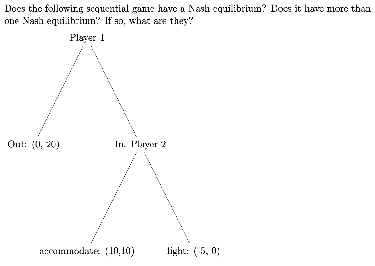 Solved Does the following sequential game have a Nash | Chegg.com