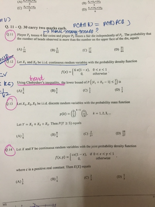 Solved Pls solve the following questions based on probabilty | Chegg.com