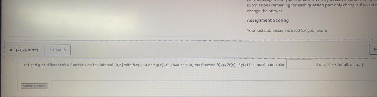 Solved submissions remaining for each question part only | Chegg.com