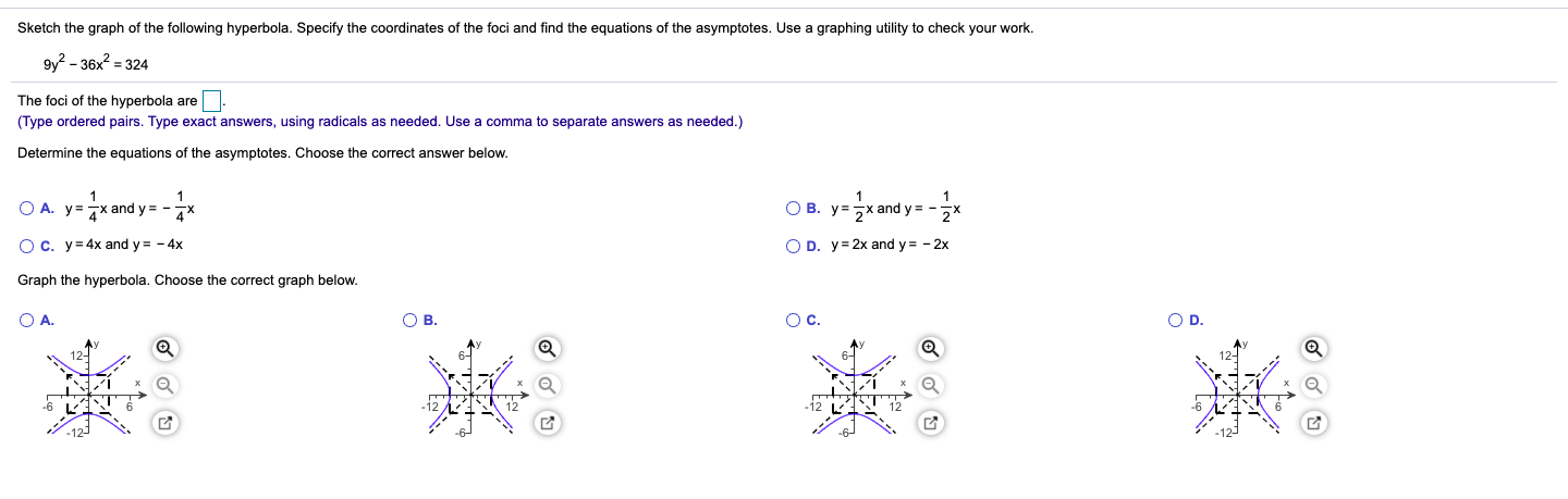 Solved Sketch the graph of the following hyperbola. Specify | Chegg.com