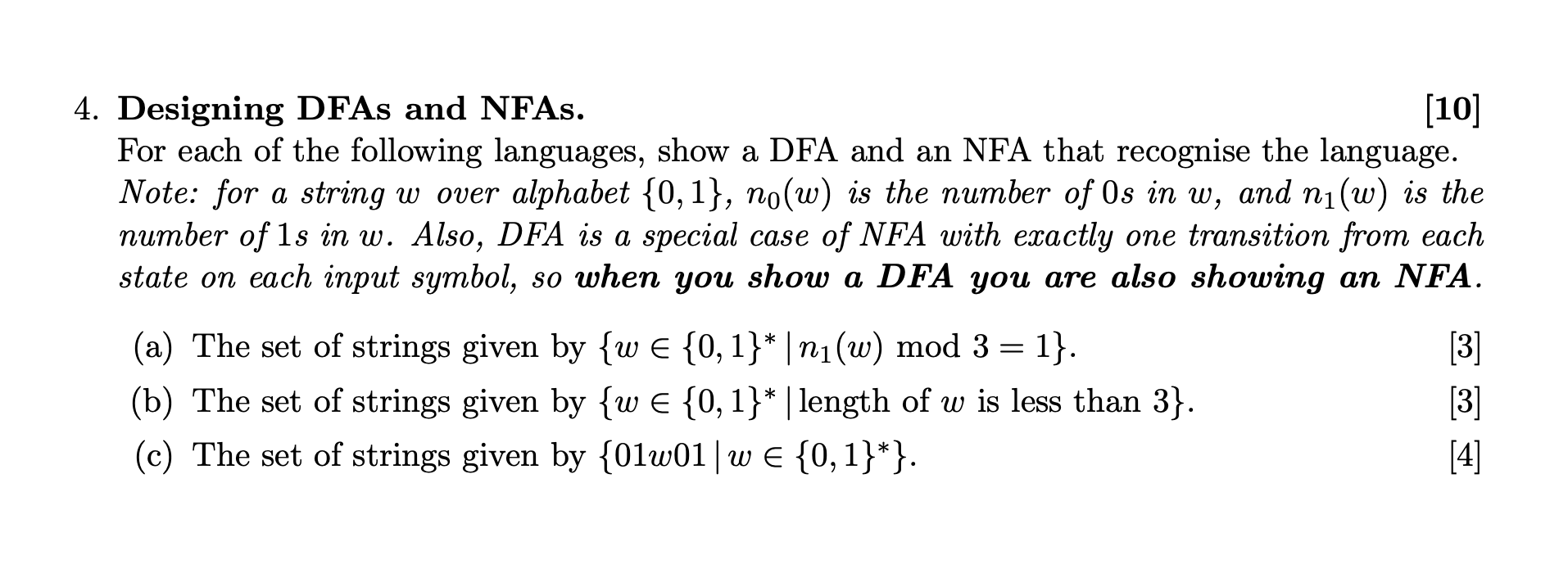 Solved Designing DFAs and NFAs. [10] For each of the | Chegg.com