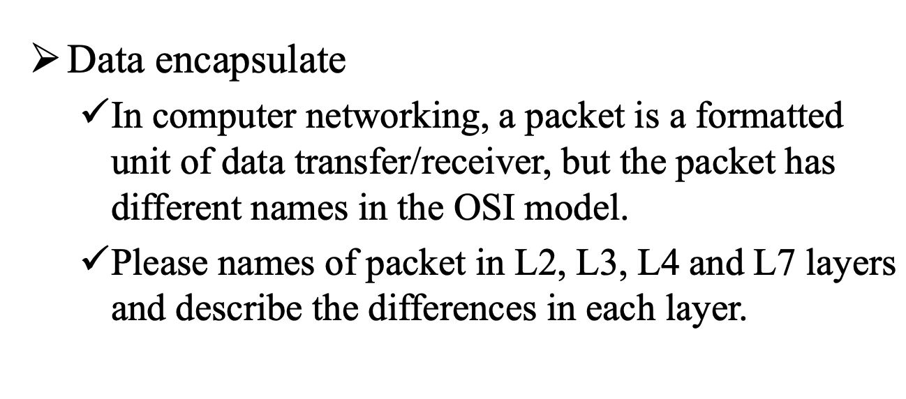 Solved > Data encapsulate In computer networking, a packet | Chegg.com