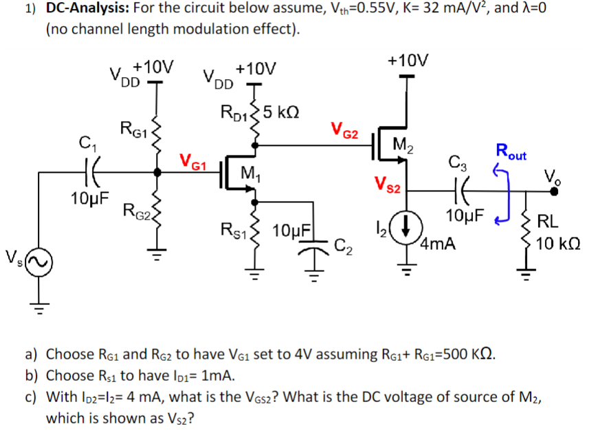 Solved 1) DC-Analysis: For the circuit below assume, | Chegg.com