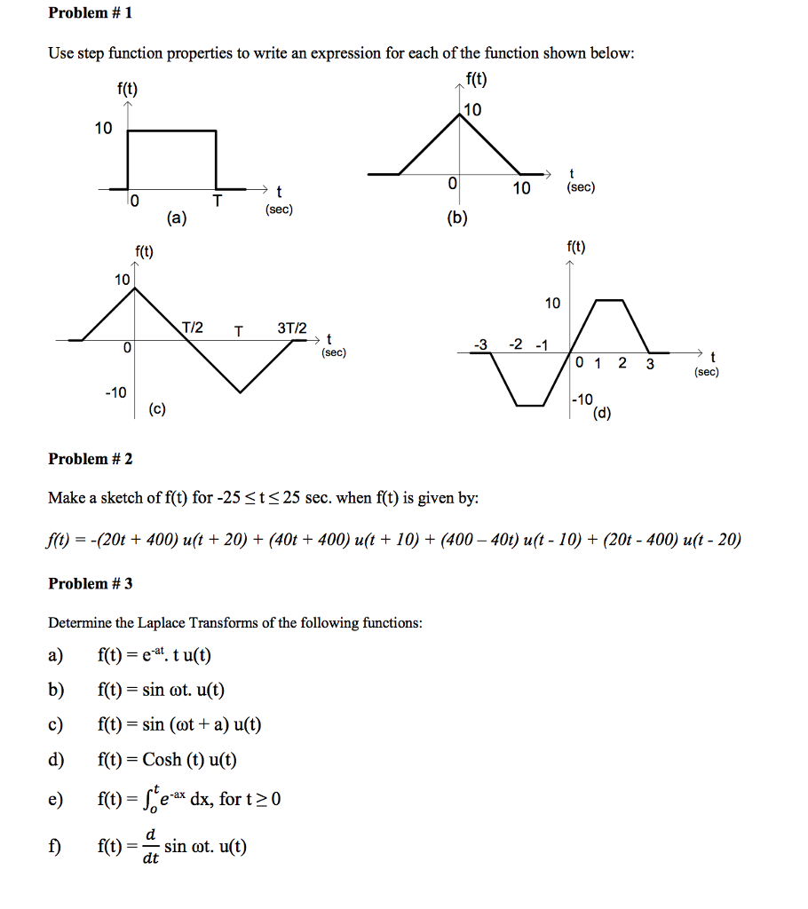 Solved Problem # 1 Use step function properties to write an | Chegg.com