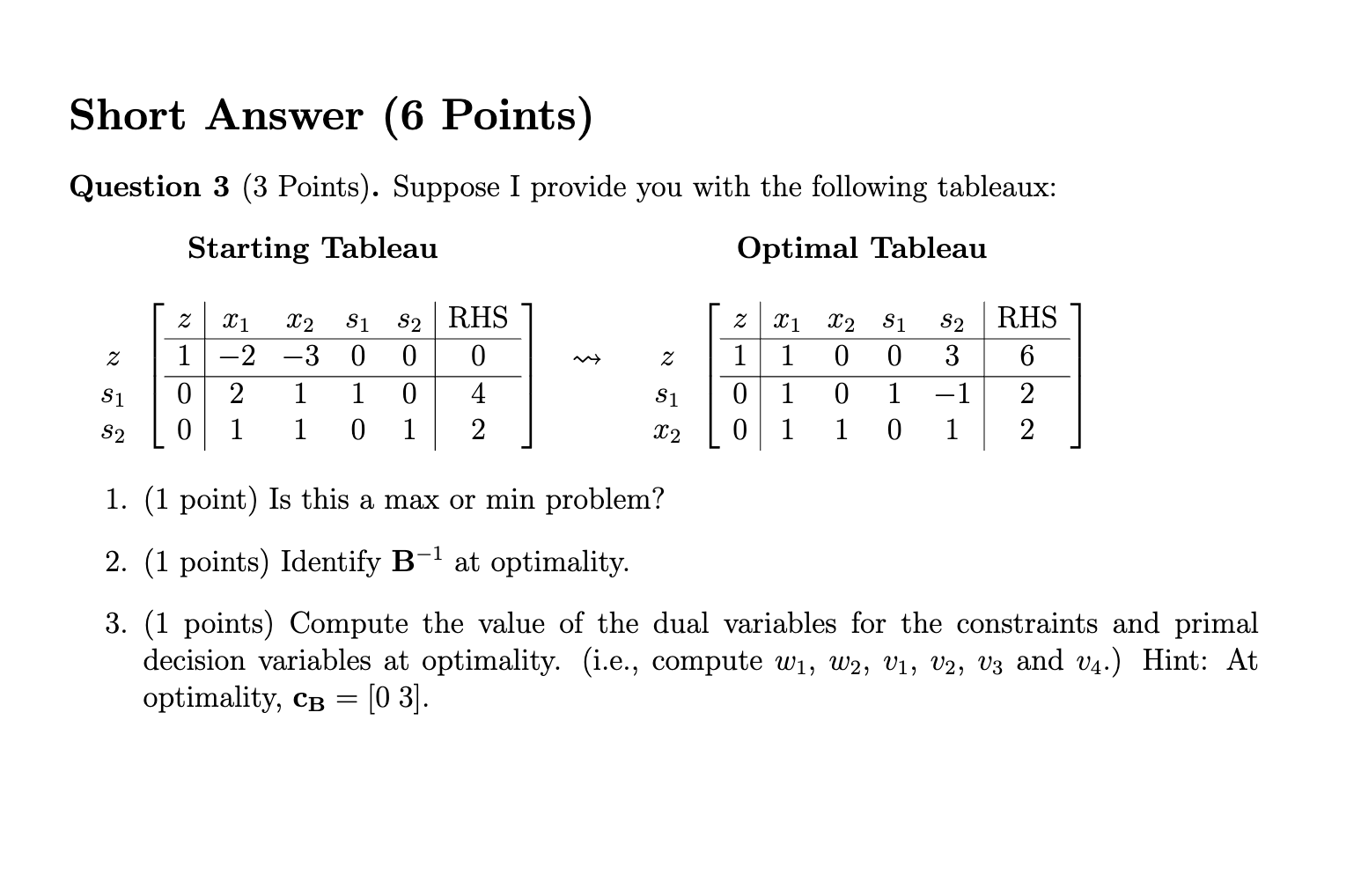 Solved Question 3 (3 Points). Suppose I provide you with the | Chegg.com