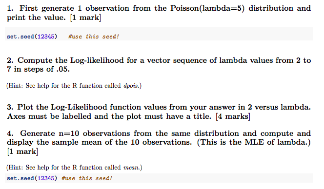 1. First generate 1 observation from the Poisson | Chegg.com