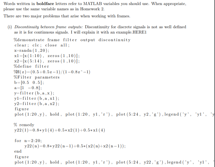 Words written in boldface letters refer to MATLAB | Chegg.com