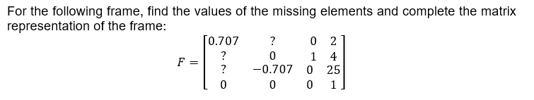 Solved For the following frame, find the values of the | Chegg.com