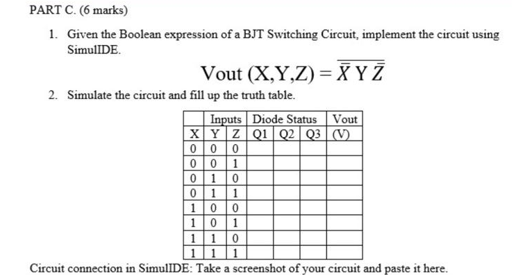 Solved PART C. (6 marks) 1. Given the Boolean expression of | Chegg.com