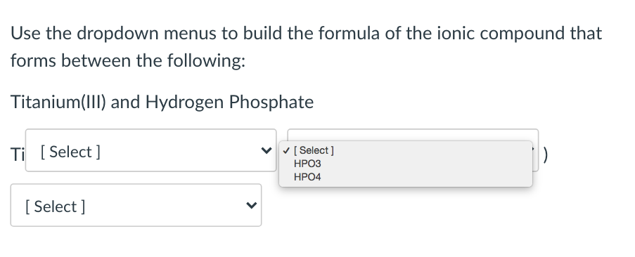 Solved Use the dropdown menus to build the formula of the | Chegg.com