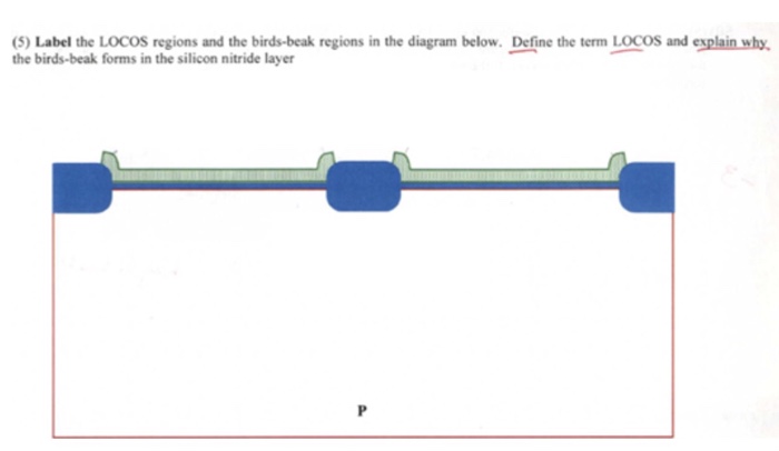 Solved (5) Label the LOCOS regions and the birds-beak | Chegg.com