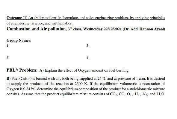 Solved Outcome (1) An ability to identify, formulate, and | Chegg.com