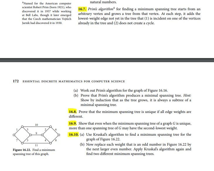 Named for the American computer scientist Robert Prim | Chegg.com